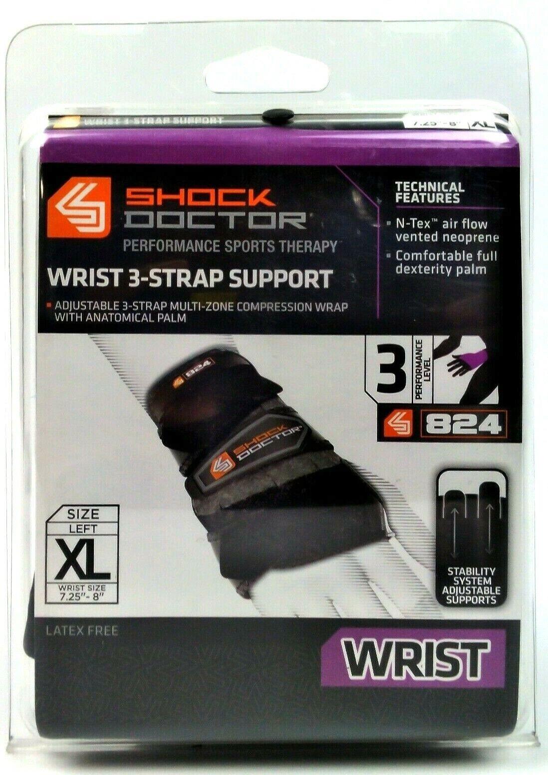 Shock Doctor Adjustable 3-Strap Wrist Compression Wrap with Anatomical ...